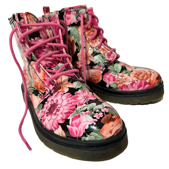 Candie's | Shoes | Candies Floral Ankle Boots Pink And Black 5 | Poshmark